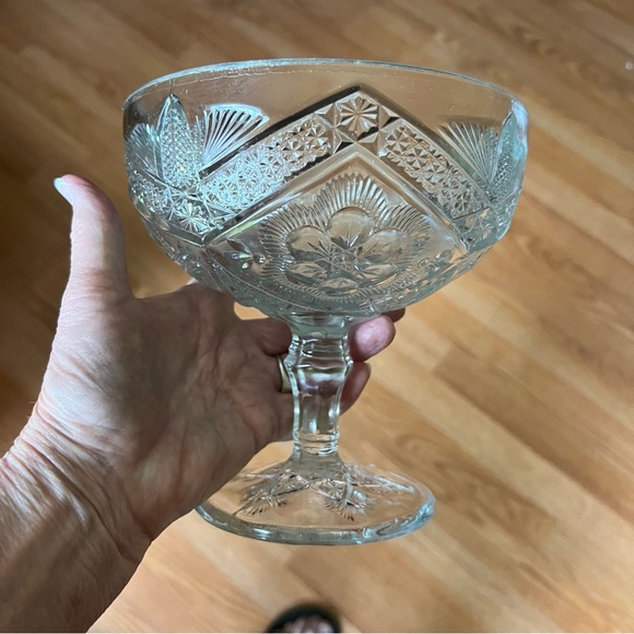 Art | Mid Century Modern American Brilliant Design Cut Glass Compote ...